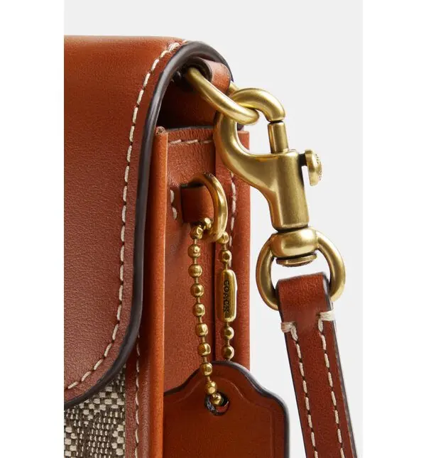 Coach Mini Signature Jacquard & Leather Phone Crossbody Bag